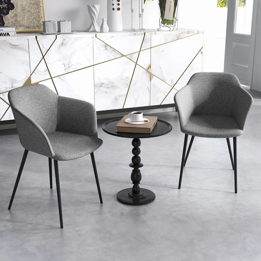 Costway Sada 2 jídelních židlí čalouněné židle s ergonomickým opěradlem šedé