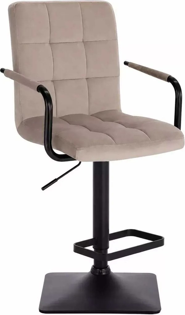 LuxuryForm DESIGN Barová židle VERONA BLACK VELUR na černé hranaté podstavě - latte