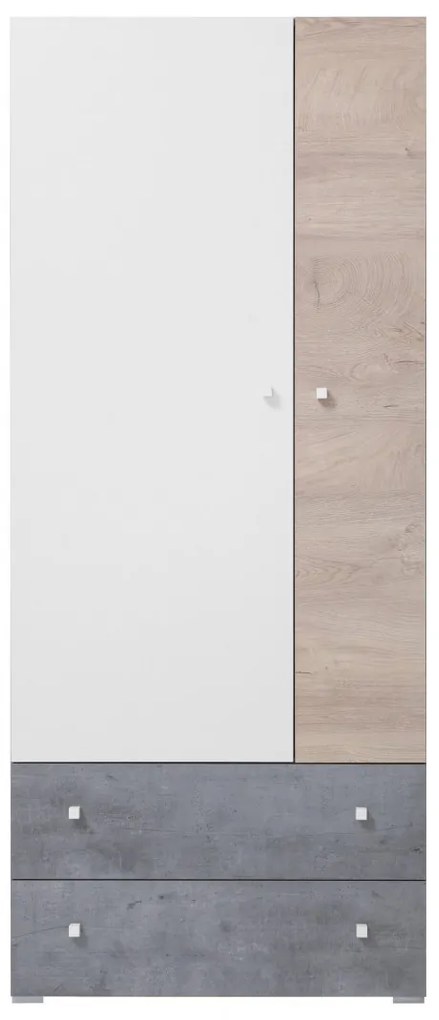 Šatní skříň SIGMA SI3 Beton + bílá lux + dub
