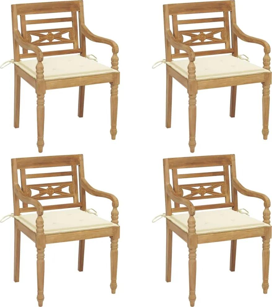 vidaXL Židle Batavia 4 ks s poduškami masivní teakové dřevo [3073305] Barva: Šedá