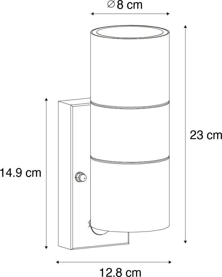Venkovní nástěnné svítidlo černé 2-světlo AR70 s pohybovým senzorem - Duo