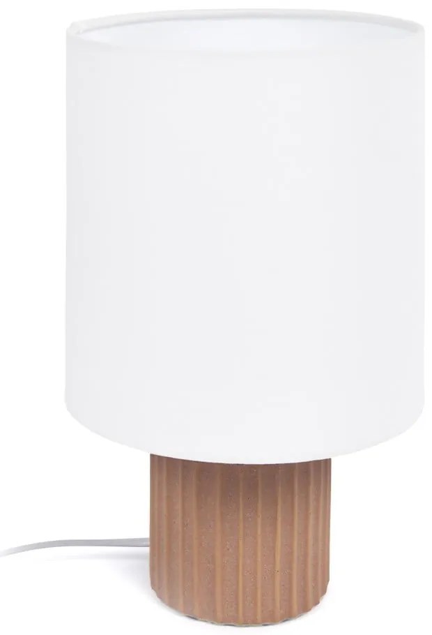 Stolní lampa s textilním stínidlem v bílo-přírodní barvě (výška 28 cm) Eshe – Kave Home