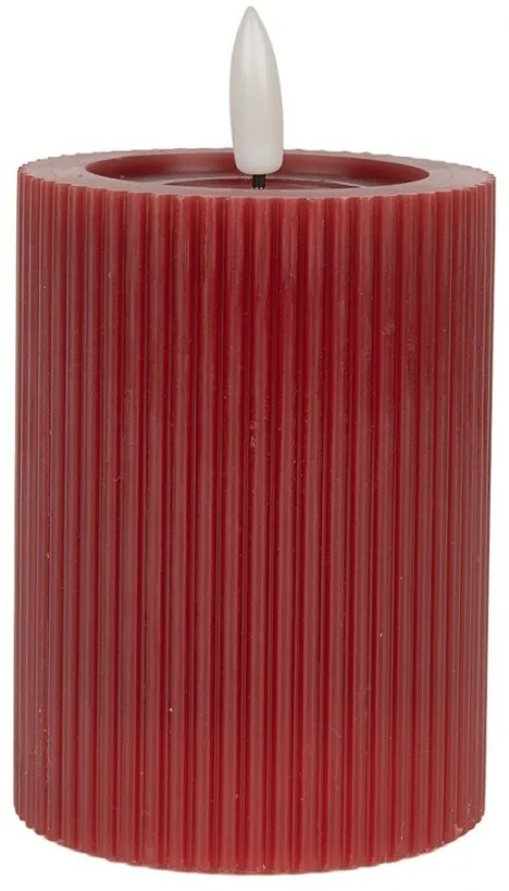 Vínová válcová svíčka s vroubkováním Led Candle - Ø 8*13 cm / 2*AA