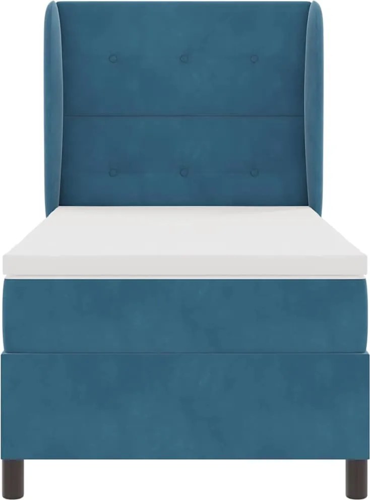 Postel s boxspringem s čelo Tmavě modrá 200 x 80 cm samet 3340902