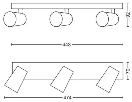 Philips 50573/31/PN - Bodové svítidlo MYLIVING PAISLEY 3xGU10/5,5W/230V