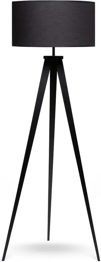 Stojací lampa s kovovými nohami a černým stínidlem loomi.design Kiki