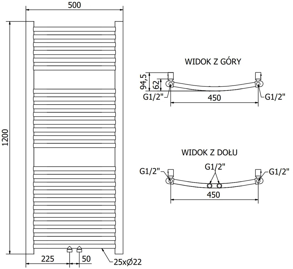 Mexen Ares, elektrické topné těleso 1200x500 mm + topná tyč 600 W, zlatá lesklá, W102-1200-500-2600-50