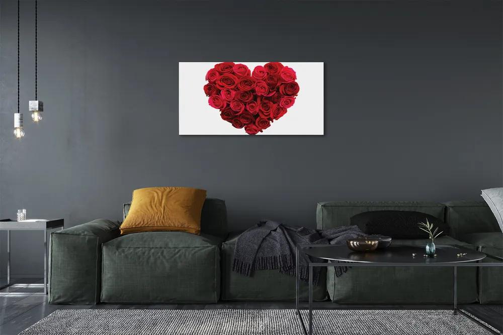Obrazy na plátně Srdce z růží 140x70 cm