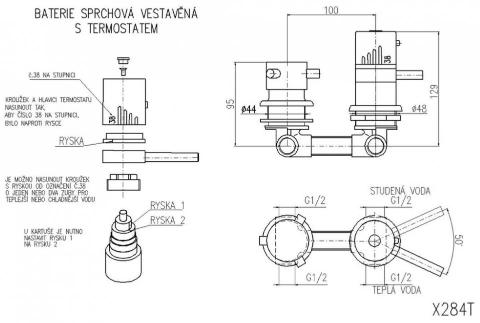 Arttec Baterie pro sprchový box - dvoucestná termostatická SOR01710