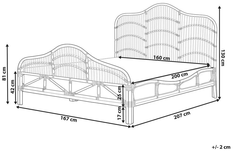 Ratanová postel 160 x 200 cm světlé dřevo DOMEYROT  Beliani