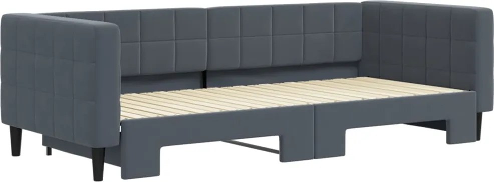 Válenda s přistýlkou tmavě šedá 90 x 200 cm samet 3196692