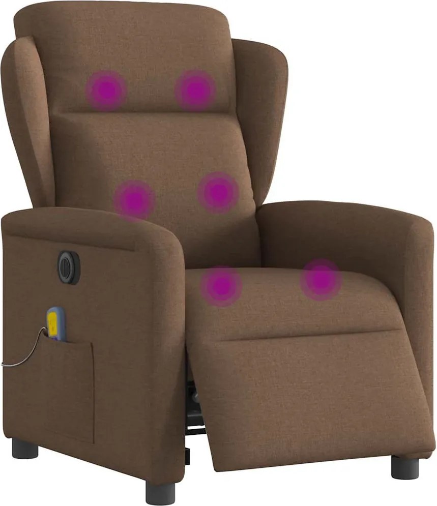 Elektrické masážní polohovací křeslo hnědé textil 3303128