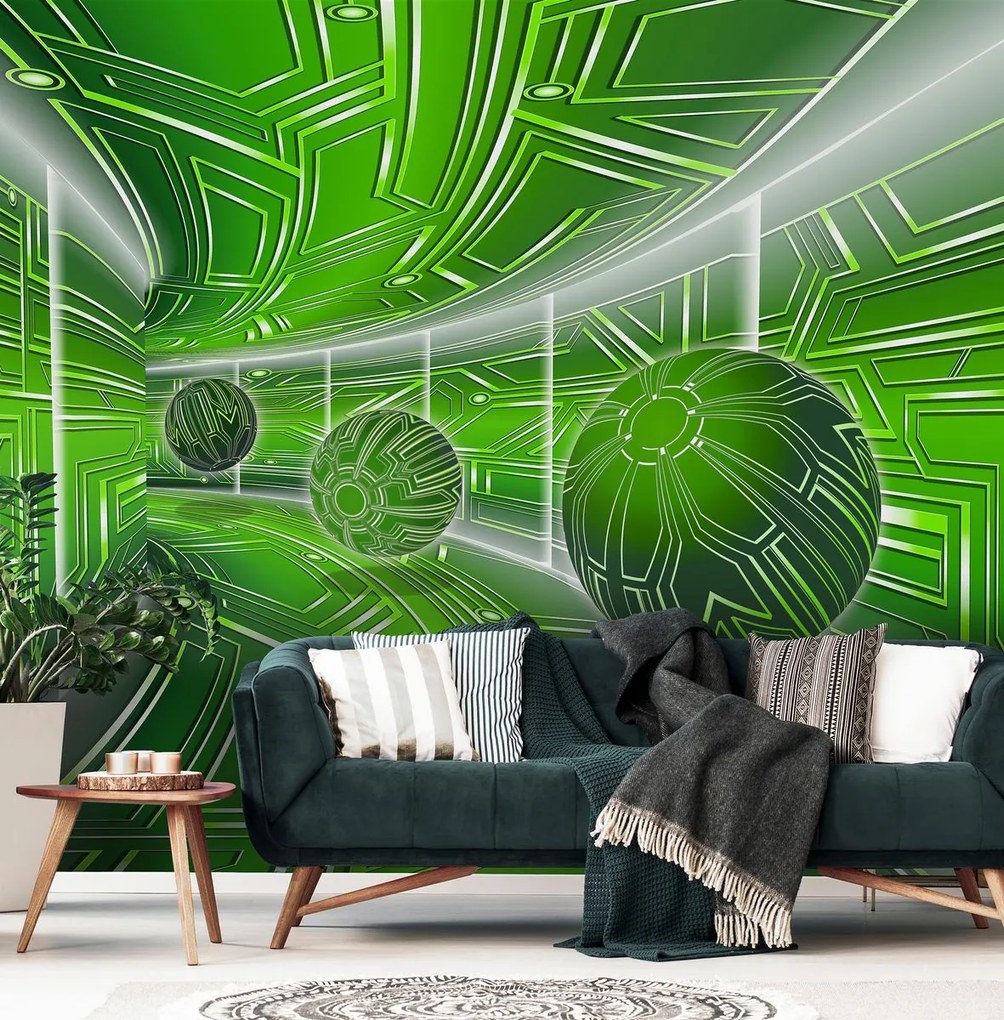 Fototapeta - Zelená ulička s míčky (152,5x104 cm)