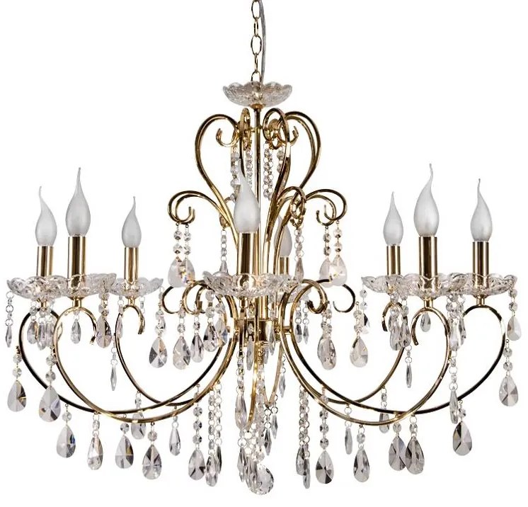 Zlatý křišťálový lustr Aurora pro žárovku 8x E14  - Candellux