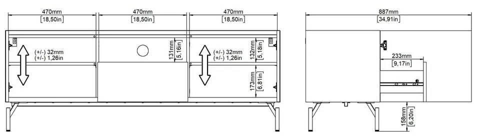 Hnědý TV stolek v dekoru dubu 147x54x41 cm Bergen – Tvilum