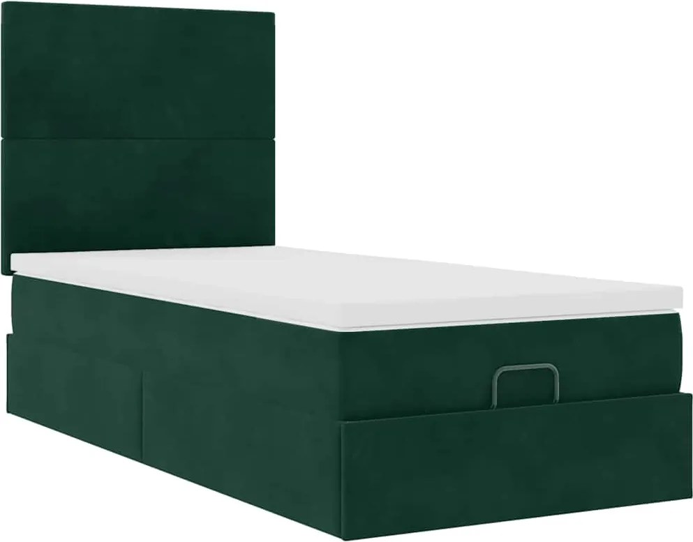 Osmanský rám postele s matracemi tmavě šedá 80x200cm samet 3314213