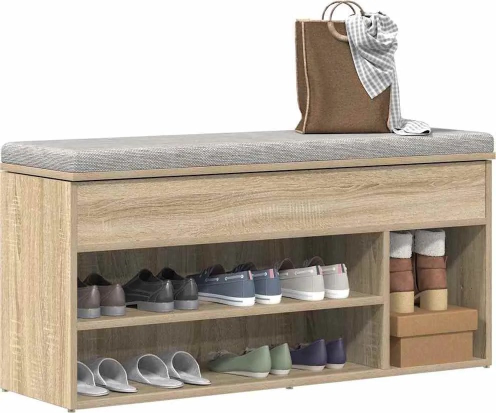 vidaXL Botník 102x30,5x45 cm kompozitní dřevo [859140] Barva: dub sonoma