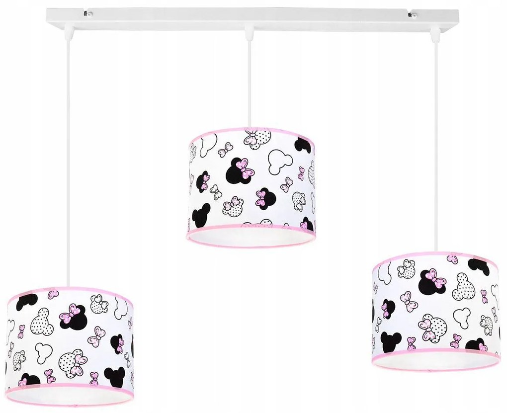 Dětské závěsné svítidlo Minnie, 3x textilní stínítko se vzorem