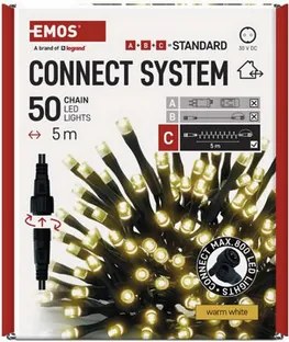 Propojovací vánoční řetěz bez zdroje EMOS Connecting D1AW02 ZY1439 50LED 5m teplá bílá