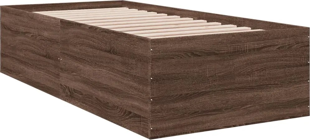 Rám postele hnědý dub 100 x 200 cm kompozitní dřevo 3280964