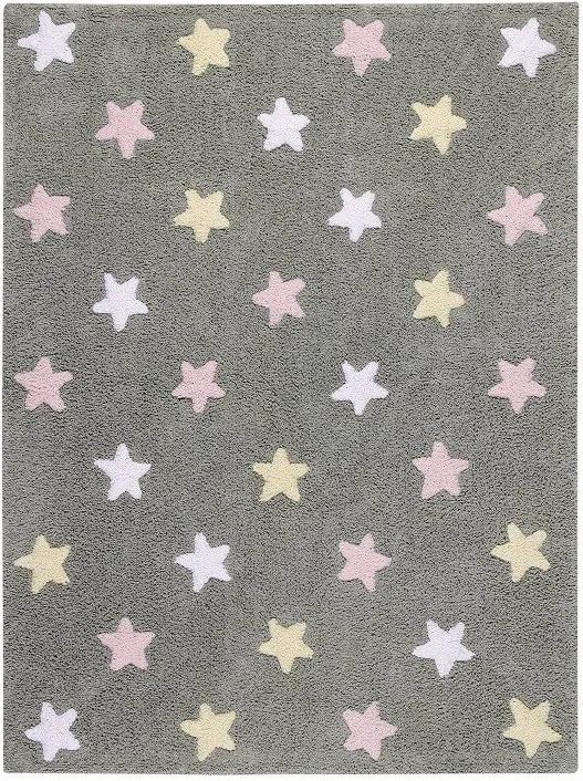 Lorena Canals koberce Pro zvířata: Pratelný koberec Tricolor Stars Grey-Pink 120x160