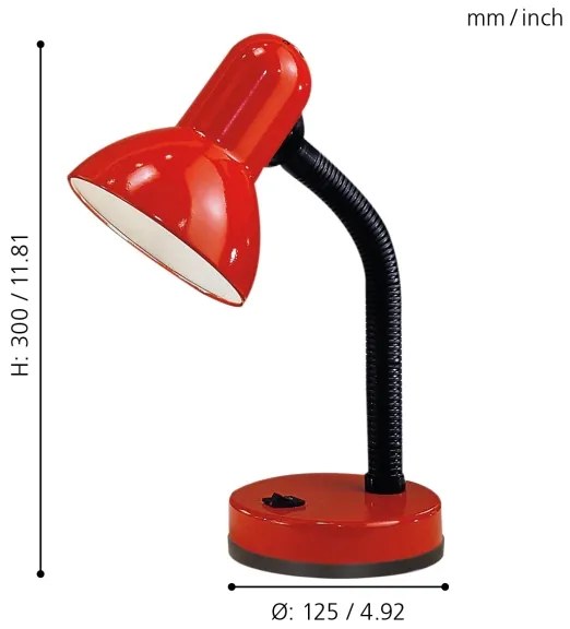 EGLO 9230 - Stolní lampa BASIC 1xE27/40W červená