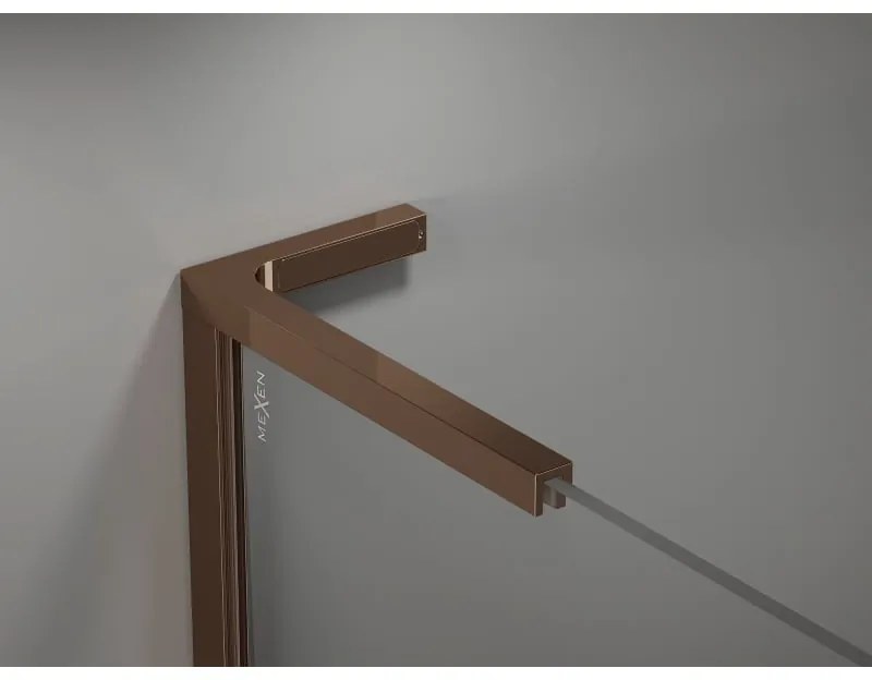 Mexen, Mexen Kioto-X L sprchová stěna 90 x 200 cm, průhledná 10 mm, růžové zlato - 800-090-107-60-00-X
