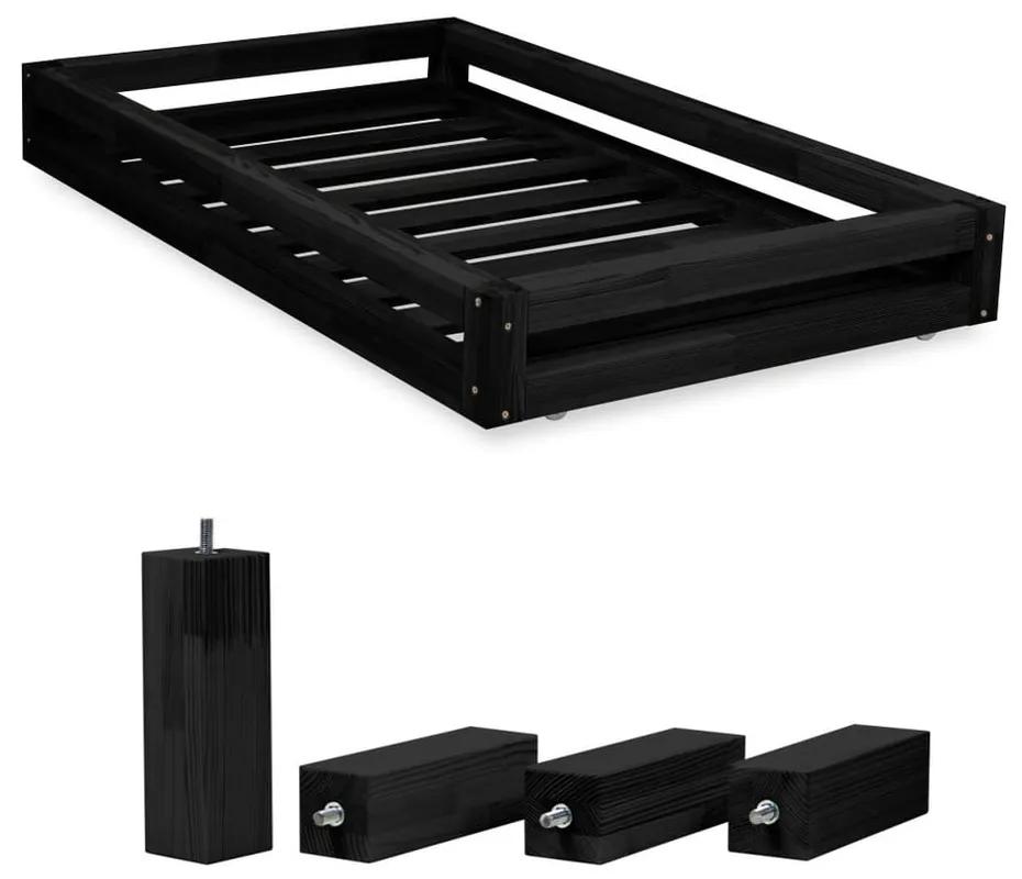 Set černé zásuvky pod postel a 4 prodloužených nohou Benlemi, pro postel 90 x 200 cm