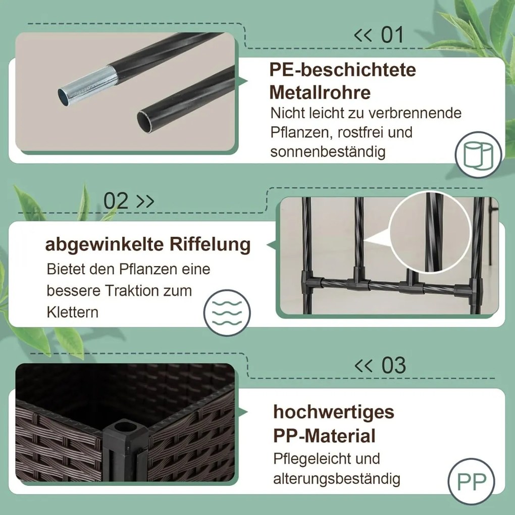 Costway Zahradní oblouk mřížovina s 2 truhlíky venkovní pergola mřížovina kovový