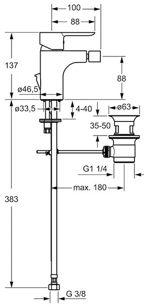 Hansa Bidetová stojánková páková baterie HANSALIGNA s výpustí 6063203