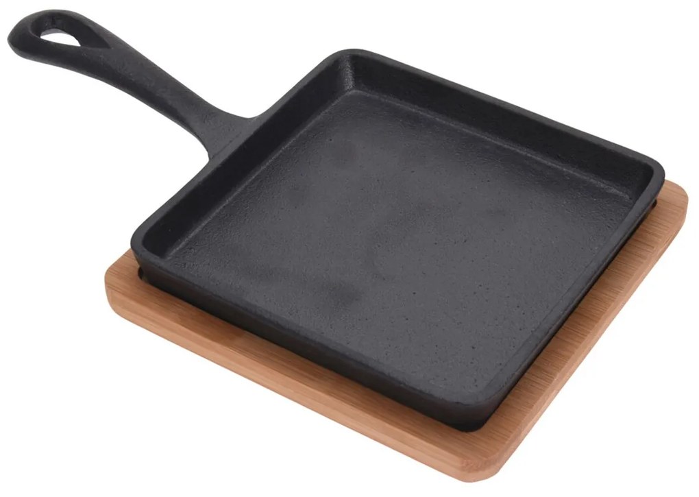 Sada litinové pánve a servírovací desky TROPE 24 cm černá
