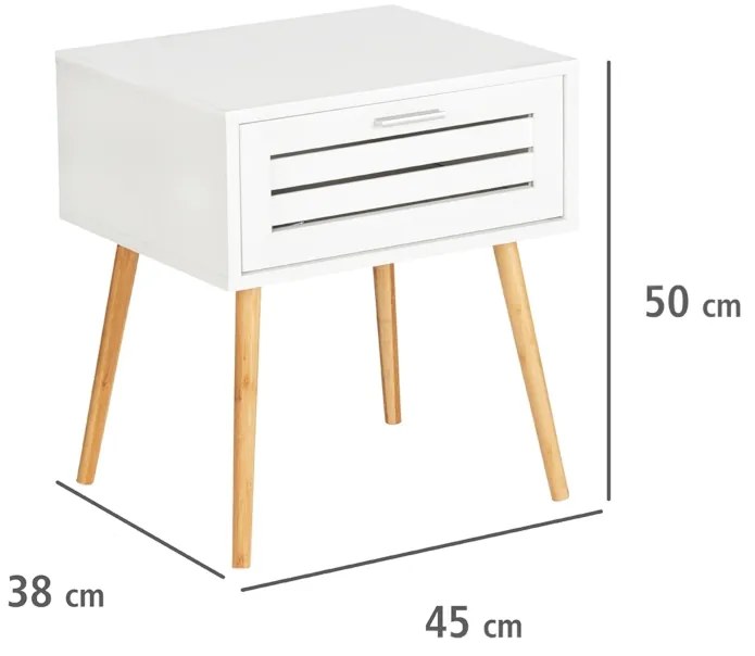 Noční stolek FINJA 2, 45x50x38, bílá/hnědá
