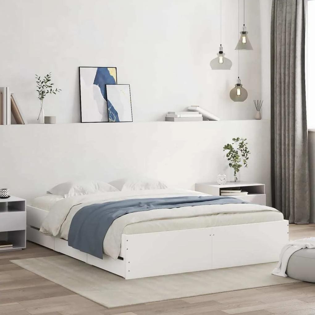 vidaXL Rám postele se zásuvkami 140x190 cm kompozitní dřevo [3207303] Barva: Betonová šedá