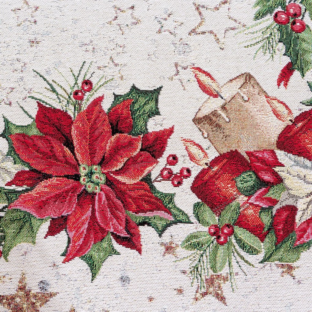 VÁNOČNÍ GOBELÍNOVÝ UBRUS NA STŮL CANDLES 50X110 CM VZOROVANÁ