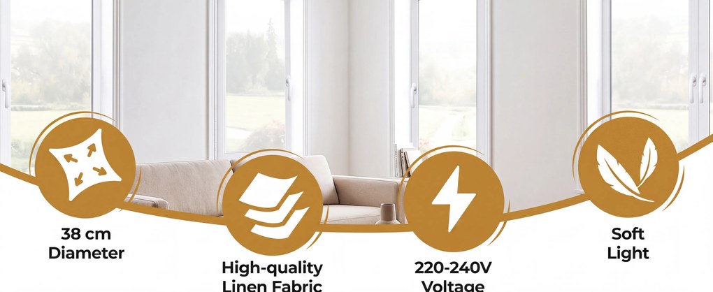 Stropní svítidlo bílý textil Ø38cm hvězdná obloha
