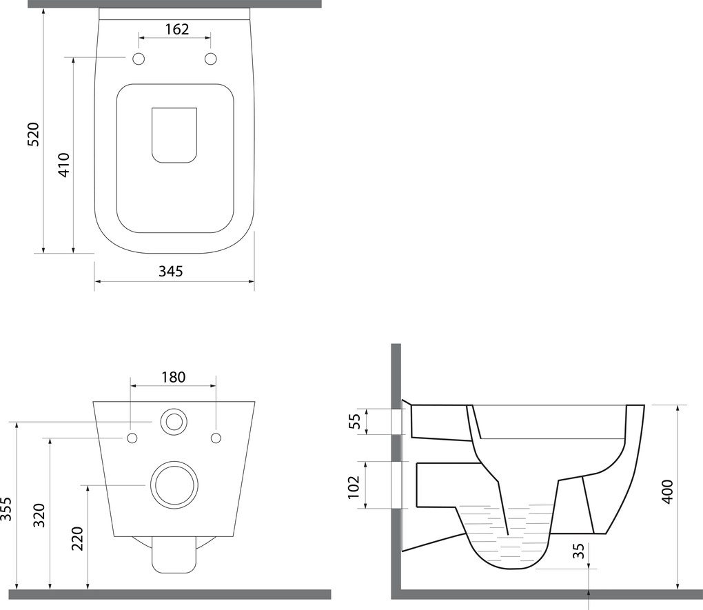 Isvea Isvea, VEA závěsná WC mísa, Rimless, 34,5x52cm, bílá, 10VA02001
