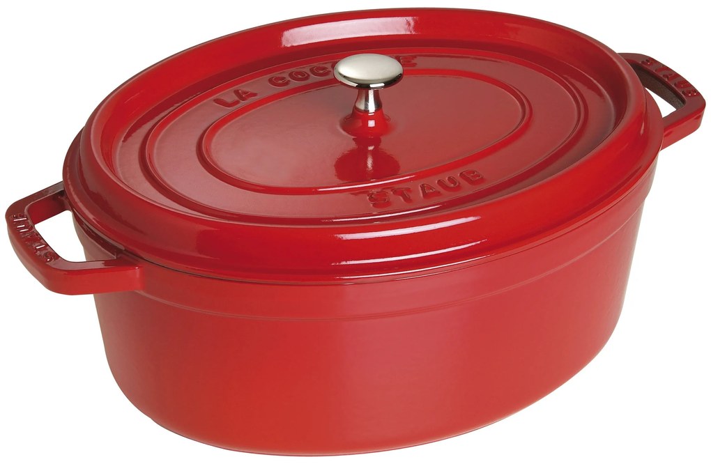 Staub Litinový hrnec s poklicí Cocottes oválný višňová 33 cm 6,7 l