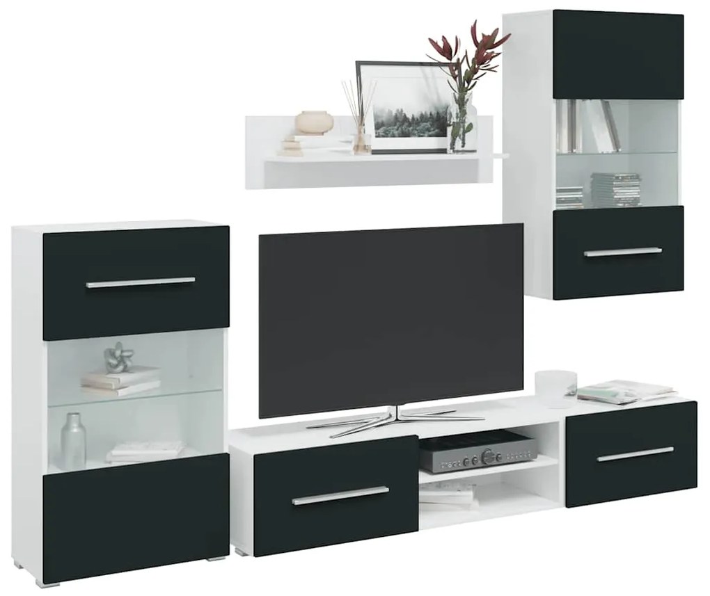 5dílná TV stolky s LED osvětlením matné indigově kompozit 3324235