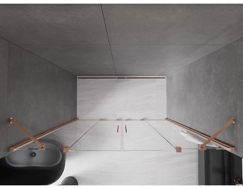 Mexen Velar Duo, posuvné dveře do otvoru 170x200 cm, 8mm čiré sklo, měděná matná, 871-170-000-02-65