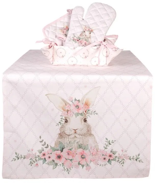 Bavlněná chňapka se vzorem velikonočního zajíčka a květinového věnce Floral Easter Bunny – 18x30 cm