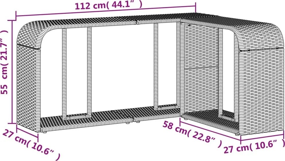 vidaXL Úložné regály 2 ks polyratan [366188] Barva: světle šedá