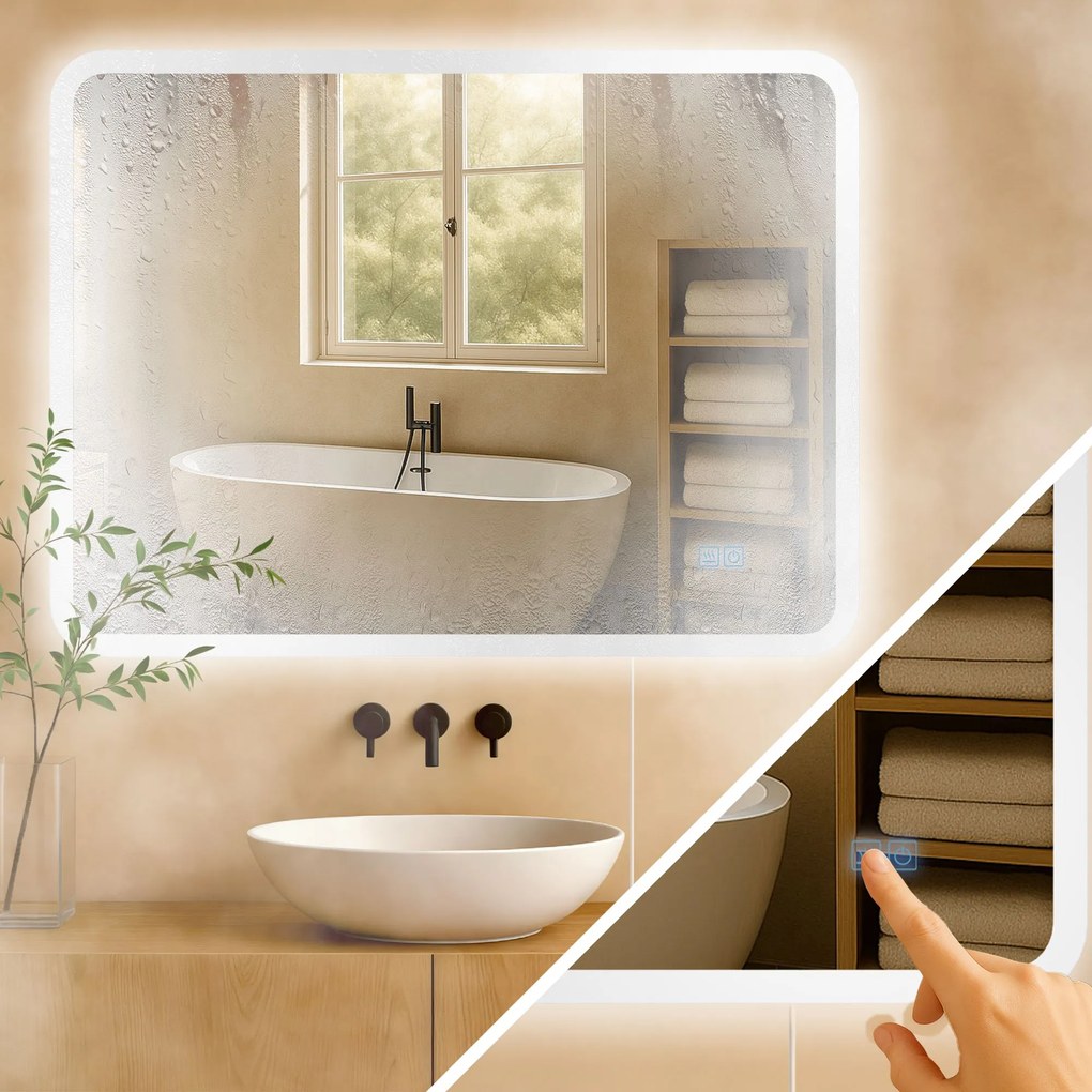 Koupelnové zrcadlo Jericho 70x100 bez Bluetooth – čiré sklo