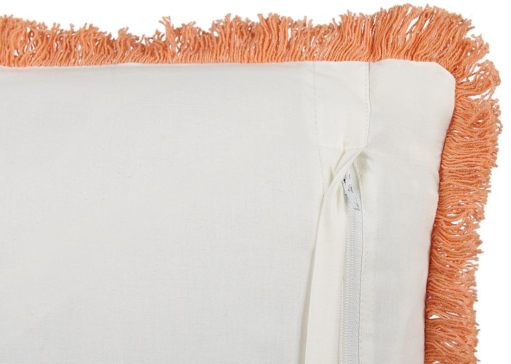 Bavlněný polštář s květinovým vzorem 45 x 45 cm bílý/oranžový SATIVUS Beliani