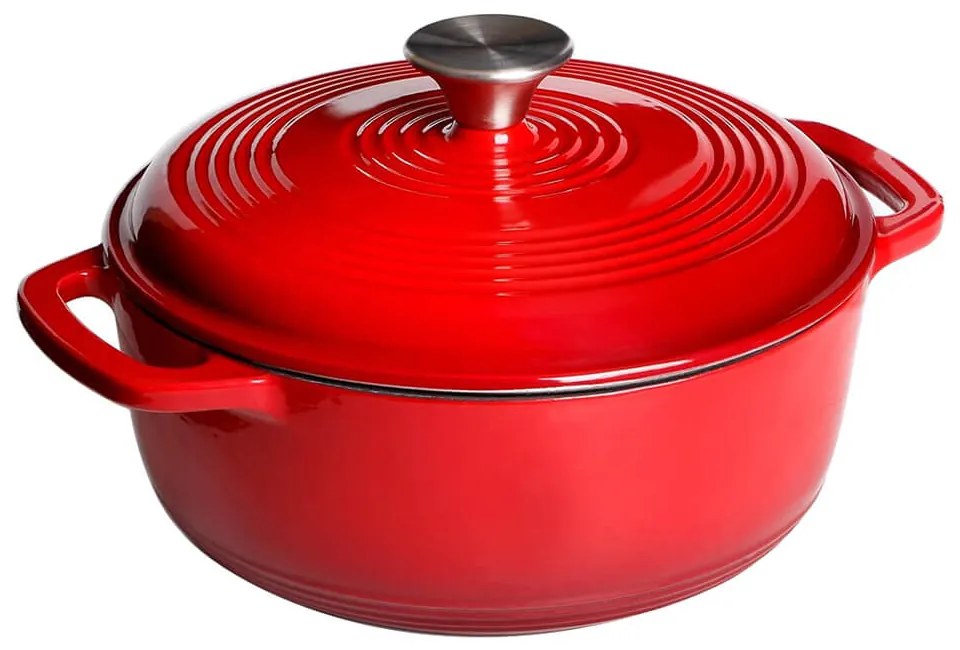 Smaltovaný litinový hrnec s poklicí 5,7 L, červený