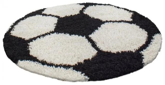 Vopi | Dětský koberec Fun shaggy 6001 black - kulatý 120 cm průměr