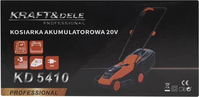 Kraft&Dele Akumulátorová sekačka 20V, 6Ah, 30L, KD5410 KD5410