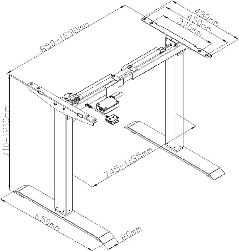 Výškově nastavitelný stůl OfficeTech A, 120 x 80 cm, bílá podnož, buk