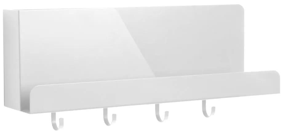 Bílý kovový nástěnný organizér s háčky PT LIVING Perky, délka 46 cm