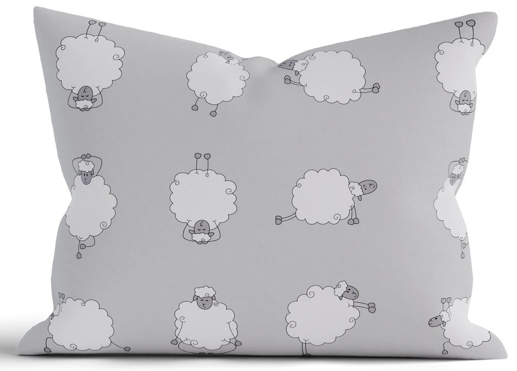 MK Lůžkoviny Bavlněný povlak na polštář Renforcé 70 x 90 cm - Ovečky Morning Yoga šedý
