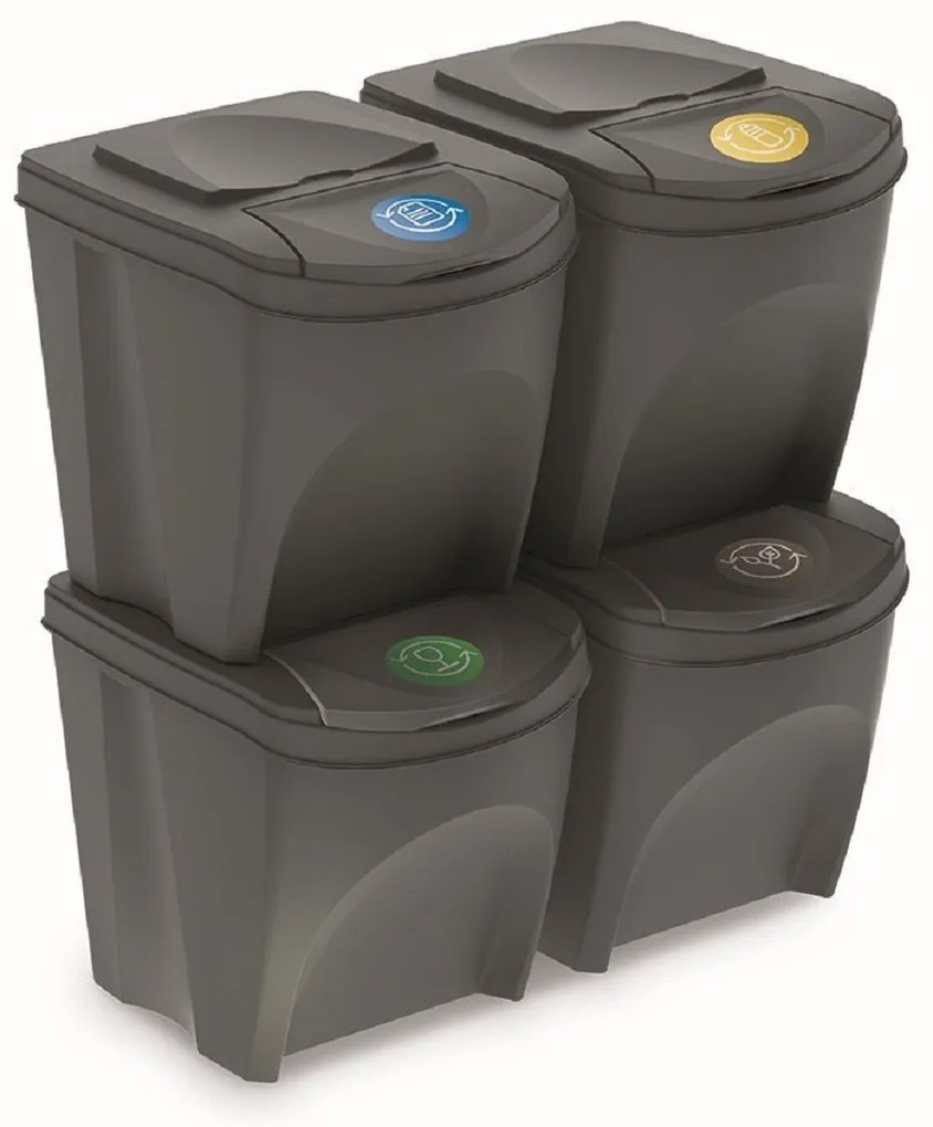 PROSPERPLAST Sada odpadkových košů SORTIBOX, 4x25l